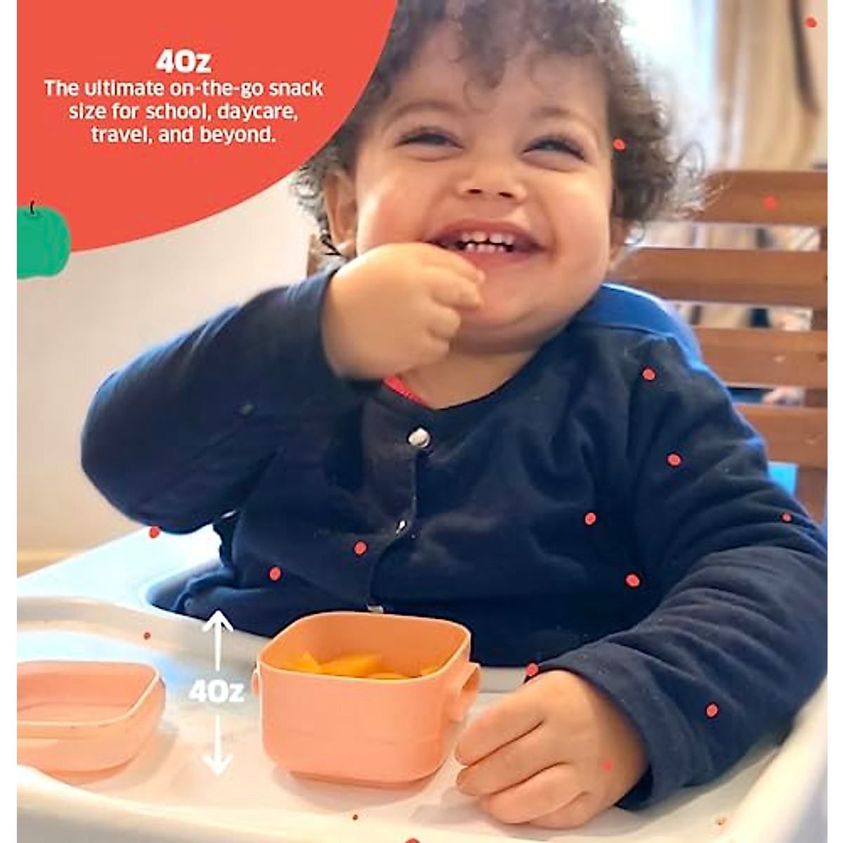 Epik Baby Food container, prefer for daycare, 4 pack leakproof storage container with silicone Lid, 4 Oz, Freezer, Dishwasher and microwave Safe, Unbreakable Food Storage - No Glass