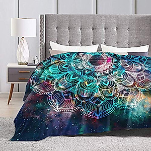 Galaxy Mandala Fleece Throw Blanket Plush Soft Throw for Bed Sofa, 80 in x 60 in