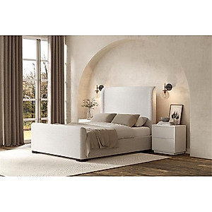 Alpine Furniture Adele Upholstered California King Platform Bed in Beige