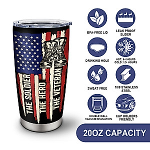Pudmaple Veteran Gifts: Navy, Army, Air Force & Marine Corps Tumbler 20oz - Perfect for Military Retirement, Vietnam Veterans & Patriotic Hard Heads