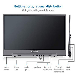G-STORY 15.6 Inch Portable Touchscreen Monitor Ultrathin FHD 1080P IPS Portable Gaming Monitor for Laptop PC Mac Phone PS4 PS5 XB Series Direct-Connected HDR FreeSync USB C VESA Mount