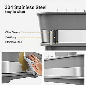OROPY Dish Drying Rack Expandable Dish Rack, Large Dish Drainer with Utensil Holder, Stainless Steel Dish Drain for Kitchen Counter