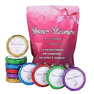 Shower Steamers Aromatherapy 10 Packs Shower Bombs with Eucalyptus Lavender Mint Jasmine Violet Essential Oils for Women or Men (10 Packs, Shower Steamers)