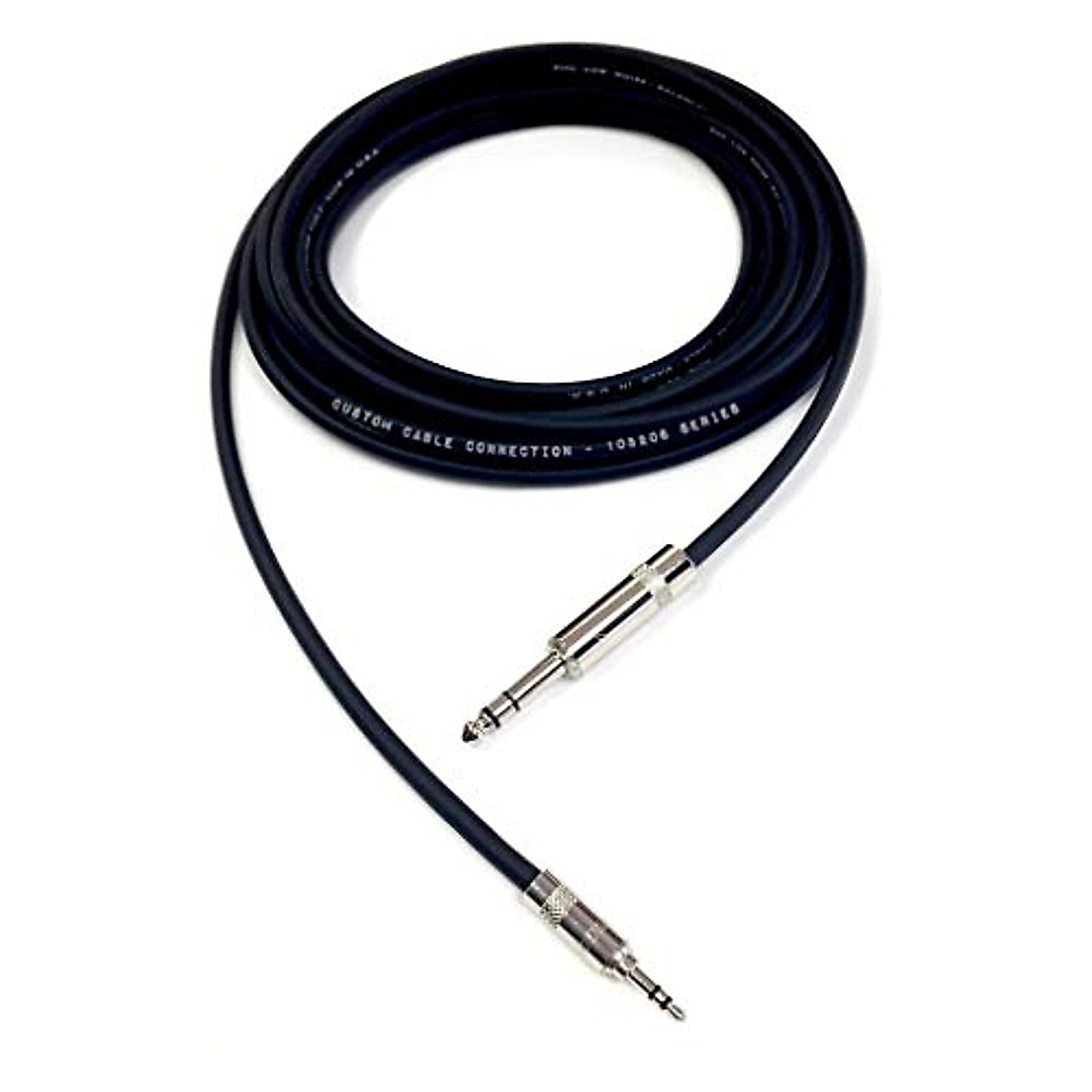 1 Foot Pro Audio 1/4 inch (6.35mm) TRS to 1/8 inch (3.5mm) TRS Balanced Cable by Custom Cable Connection