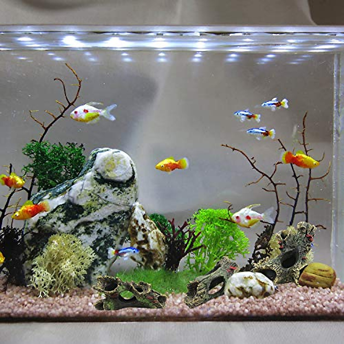 Lainrrew 3 Packs Aquarium Decorations Hollow Tree Trunk, Fish Tank Decorations Betta Fish Ornaments Resin Aquarium Log Caves Wood Hideout with Holes for Betta, Turtles, Reptiles