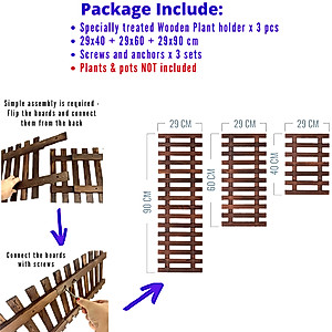 ShopLaLa Bundle - 4 inch White Metal Pots x 10 Pack + 3 pack Wooden Planter Vertical Garden System Planter, Live Plant Wall Outdoor Wall Mounted Planter Decoration Large Indoor Living Wall Plant Decor
