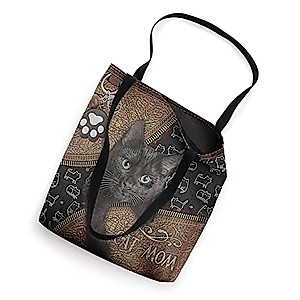 Black Cat Kitten Zipper-Leather-Cat Mom Tote Bag