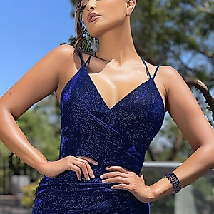 BriLove Wedding Bridal Teardrop Rhinestones Cluster Stretch Bangle Bracelet for Bride Sapphire Color Black-Tone