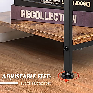 WLIVE Nightstand, End Table with Fabric Storage Drawer and Open Wood Shelf, Bedside Furniture with Steel Frame, Side Table for Bedroom, Dorm, Easy Assembly, Rustic Brown Wood Grain Print