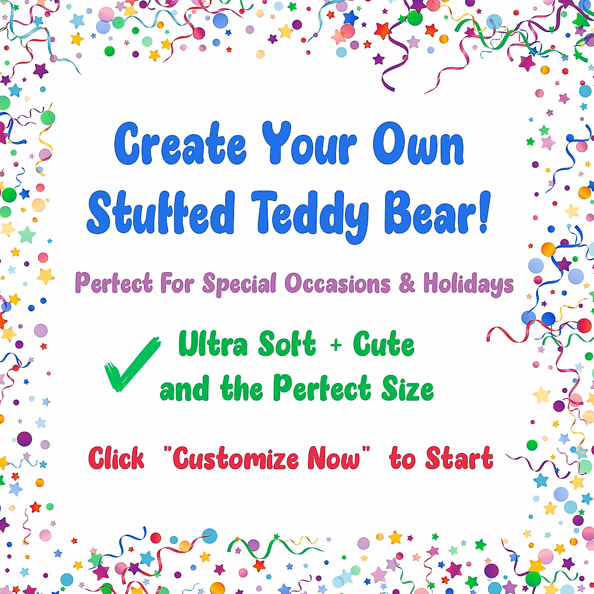 TeesAndTankYou Custom Teddy Bear 8 Inch with Custom Text, Personalized Gift for Anniversary, Graduation, Brown Stuffed Animal White Shirt YT