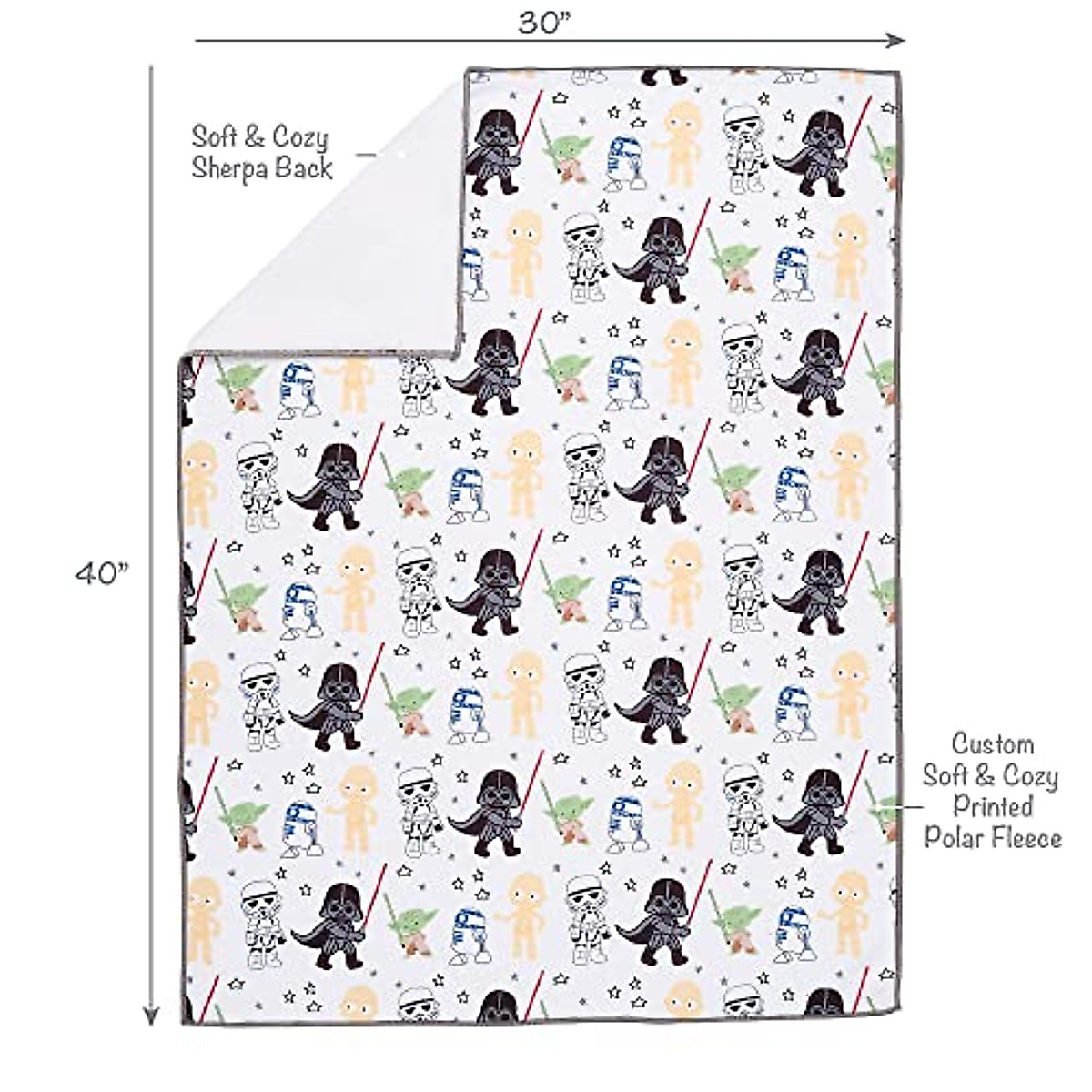 Lambs & Ivy Star Wars Classic Fleece Baby Blanket - Yoda/Darth Vader/R2-D2/C-3PO