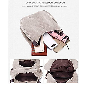 TCHH-DayUp Hobo Purses for Women Canvas Tote Shoulder Bags Cotton Handbags Beige