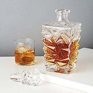 Viski Prism Whiskey Decanter, Lead-Free Crystal Liquor Carafe, Stylish Barware, Set of 1, 850 ml