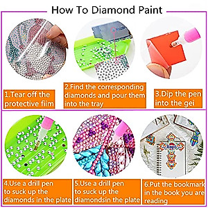 6pcs Cross Diamond Painting Bookmarks with Tassel Crystal Acrylic Diamond Art Bookmarks Rhinestone Diamond Drawing Bookmarks for Adults Kids Home Office School Gift Graduation Birthday Reading Faith