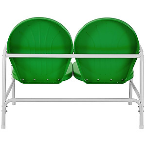 Crosley Furniture Griffith Retro Metal Outdoor Loveseat, 2-Person Patio Bench for Porch, Deck, Balcony, Grasshopper Green