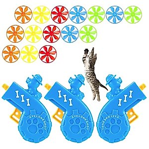 18 Pieces Cat Fetch Toy - Cat Tracks Cat Toy - Fun Levels of Interactive Play -Cat Toys with 5 Colors Flying Propellers Satisfies Cat Hunting, Chasing & Training Exercise Needs
