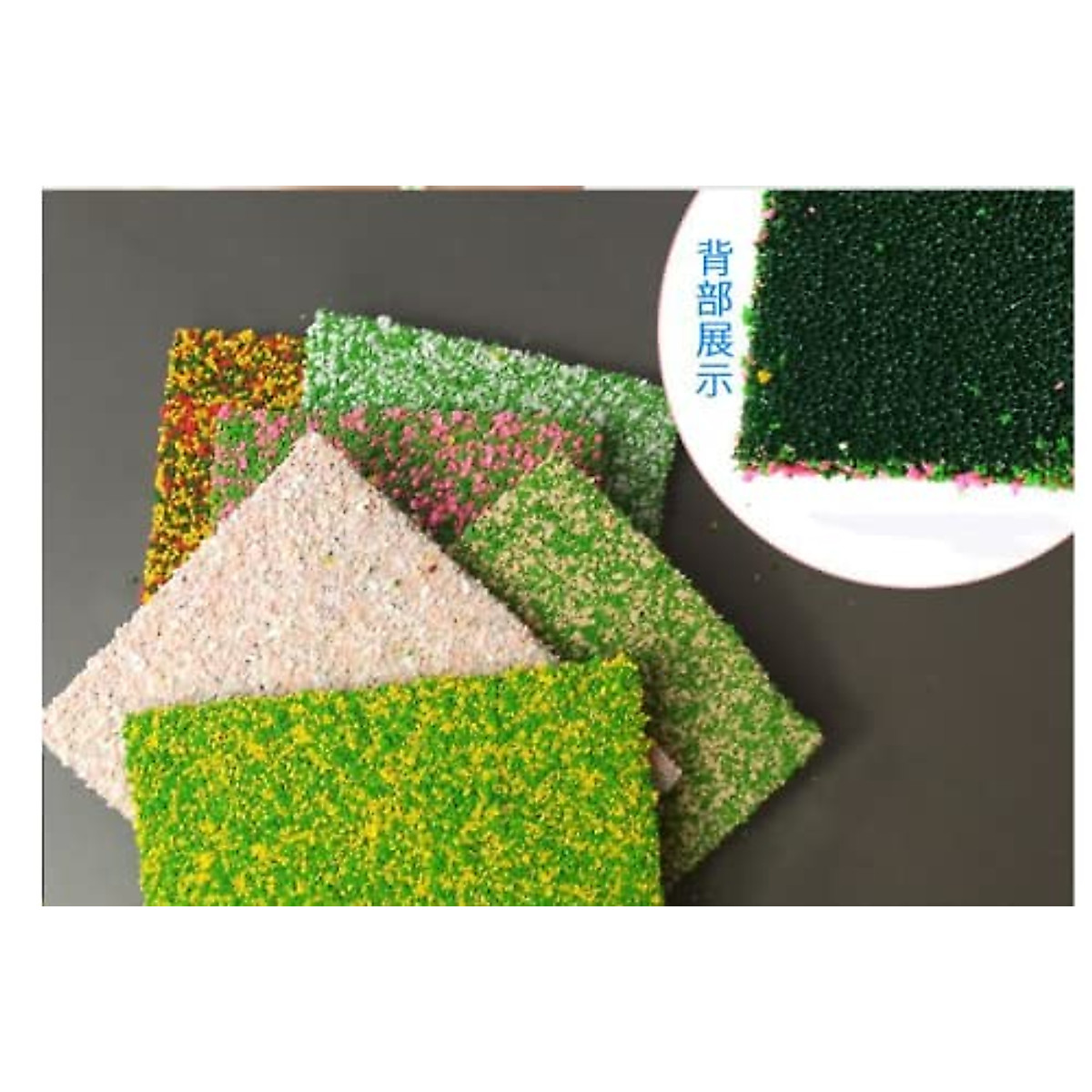 6 Pcs Model Grass Mat Artificial Grass Miniature Shrub Mat Static Shrub Vegetation Groups Bush Model Aritificial Plants for DIY Architecture Building Model Railway Train Diorama Garden,Red Yellow