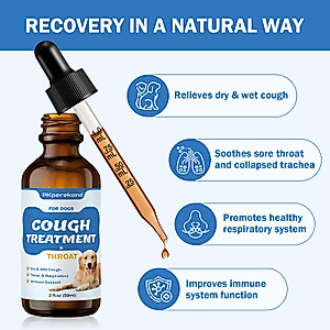 Cough Treatment for Dogs - Relives Sore Throat, Dry & Wet Cough in Dogs - Trachea Collapse and Respiratory Support - Immune Supplement for Dogs - Natural Herbal Remedy 2 oz
