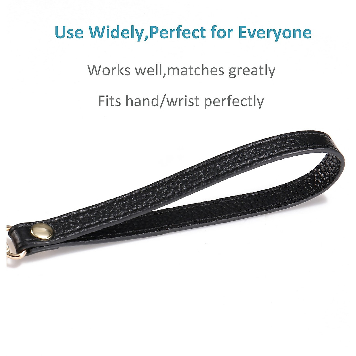 UTreers Wristlet Strap, Genuine Leather Keychain Wristlet KeyChain Hand Strap for Wallet Purse Clutch Cellphone Wristlet Key (A Black)