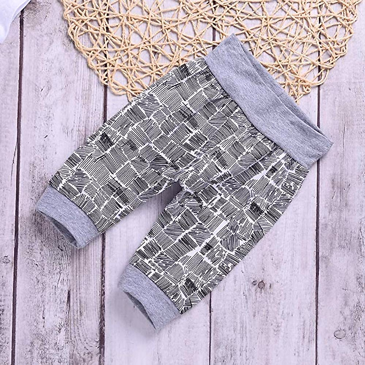 Newborn Baby Boy Clothes Baby Bear Letter Print Romper+Long Pants+Hat 3PCS Outfits Set White