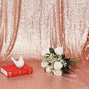 Sequin Backdrop Curtain Eternal Beauty Glitter Sequin Background for Wedding Party Decor (W6 x H6FT,Rose Gold)