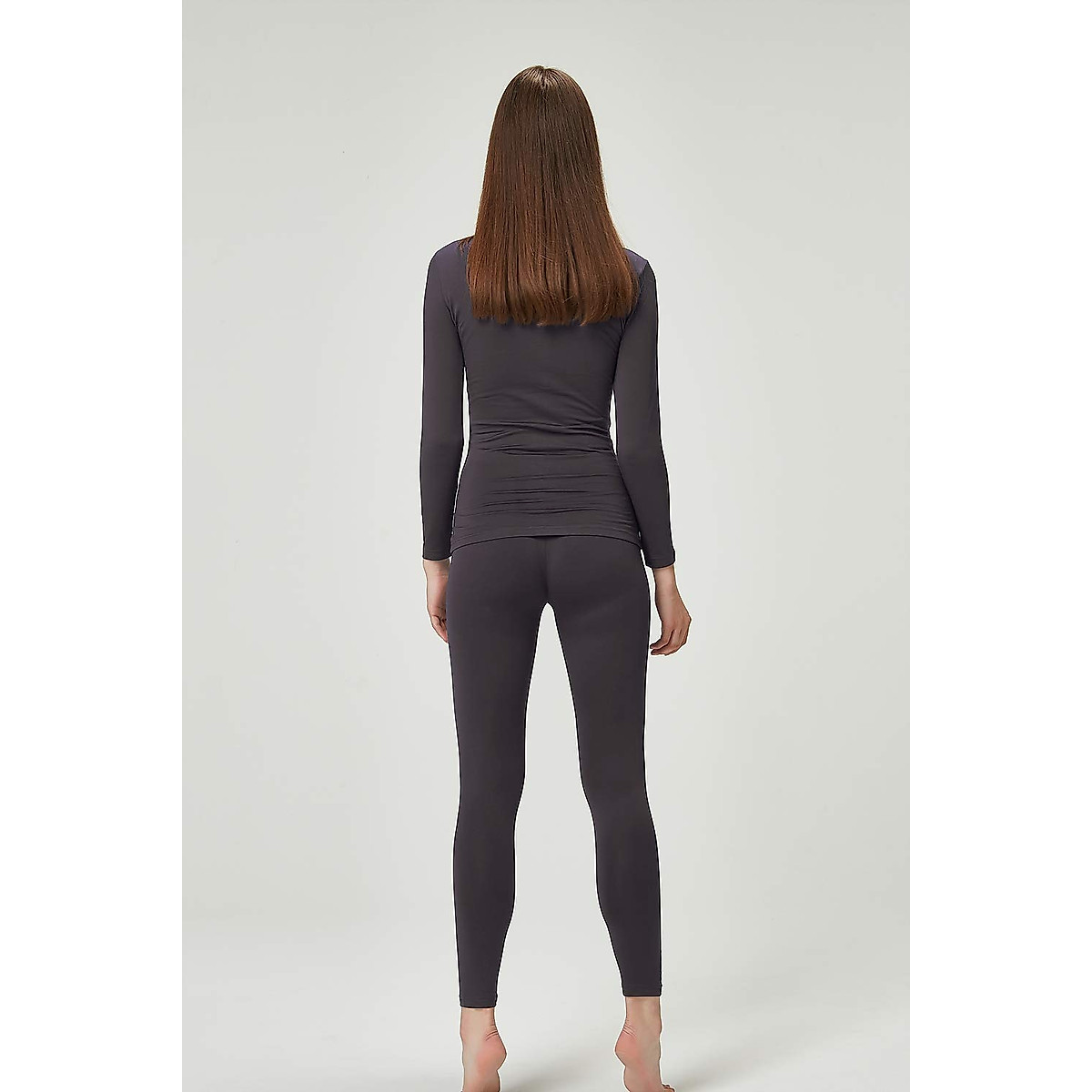 DEVOPS Women's Thermal Underwear Long Johns Top & Bottom Set (Medium, Charcoal)
