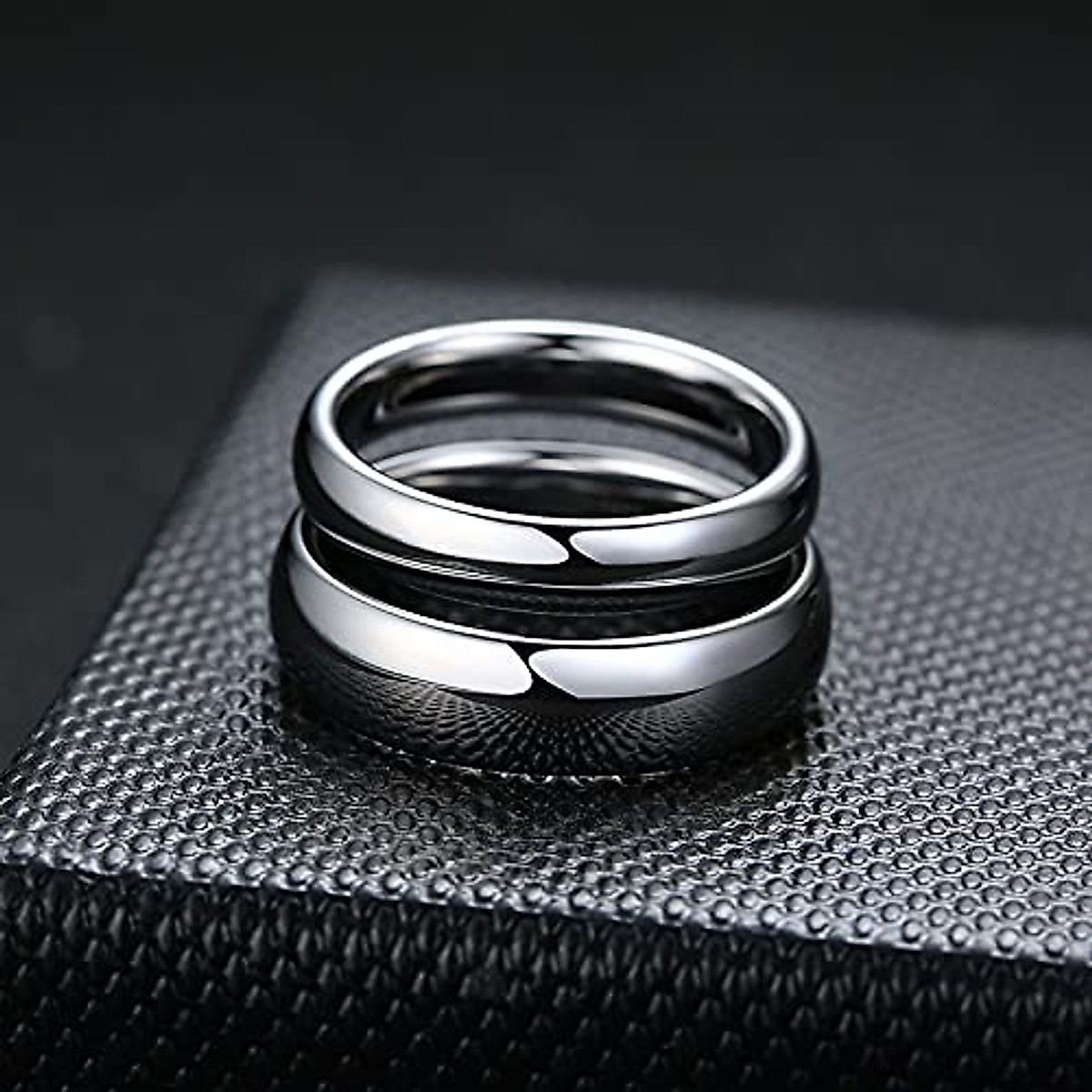 MZZJ Custom Inside Her Weirdo & His Crazy Couple Ring Set 6MM Polish Finish Tungsten Carbide Domed Comfort Fit Rings Engagement Ring Wedding Band