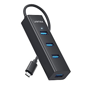 Unitek 4-Port USB 3.0 Type-C Hub, USB C Multiport Adapter with Powered Port, 4 in 1 USB C to USB A Adapter Compatible for Laptops/MacBook Pro/MacBook Air/Tablet and Other Type C Devices