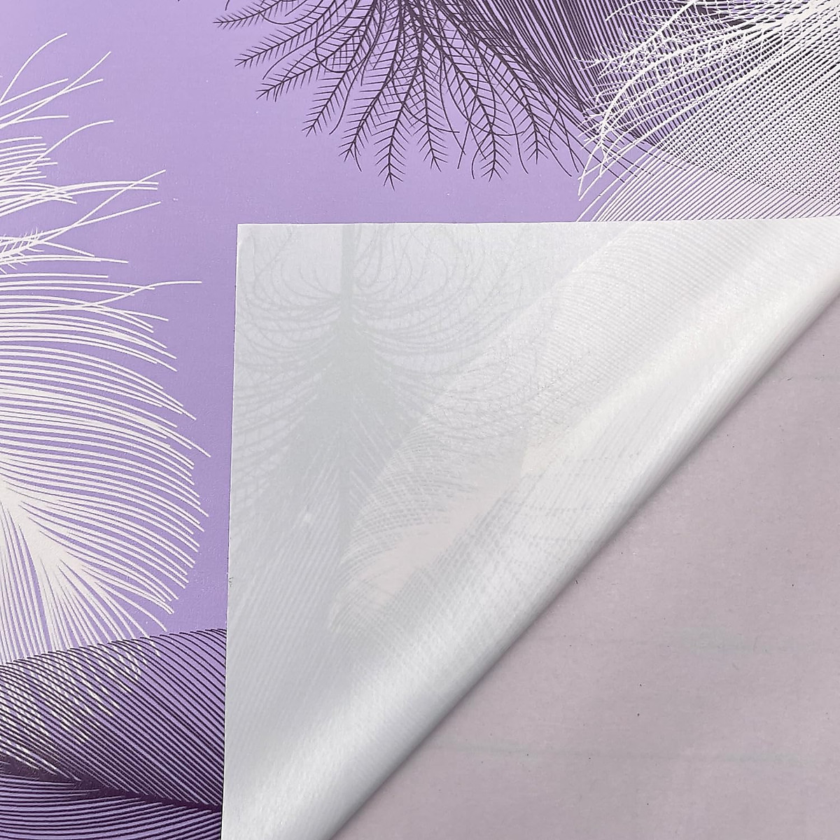 Yifasy Shelf Liner Purple Feather Removable Furniture Paper Cover Drawer Chest Cabinet Doors 17.8 Inch by 9.8 Feet