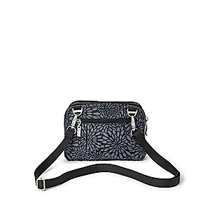 Baggallini womens Triple Zip Bagg Convertible Cross Body, Pewter Floral, One Size US