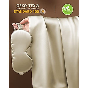 100% Mulberry Silk Pillowcase for Hair and Skin 22 Momme 6A Silk Pillow Case Zippered Soft Smooth Cooling -Standard Size 20"X 26"-with Eye Mask and Laundry Bag, Luxury Gift Set(Beige 1pc)