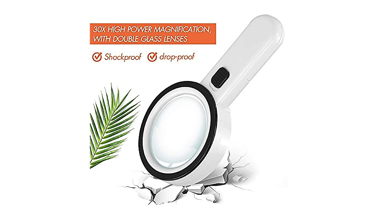 Leffis 30X Magnifying Glass with Light for Seniors & Kids
