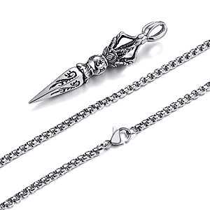 AIKESIWAI Evil warding off pendant Titanium steel pendant, Necklace for men,Falling magic pestle pendant, sacred object for warding off evil spirits (Silver)