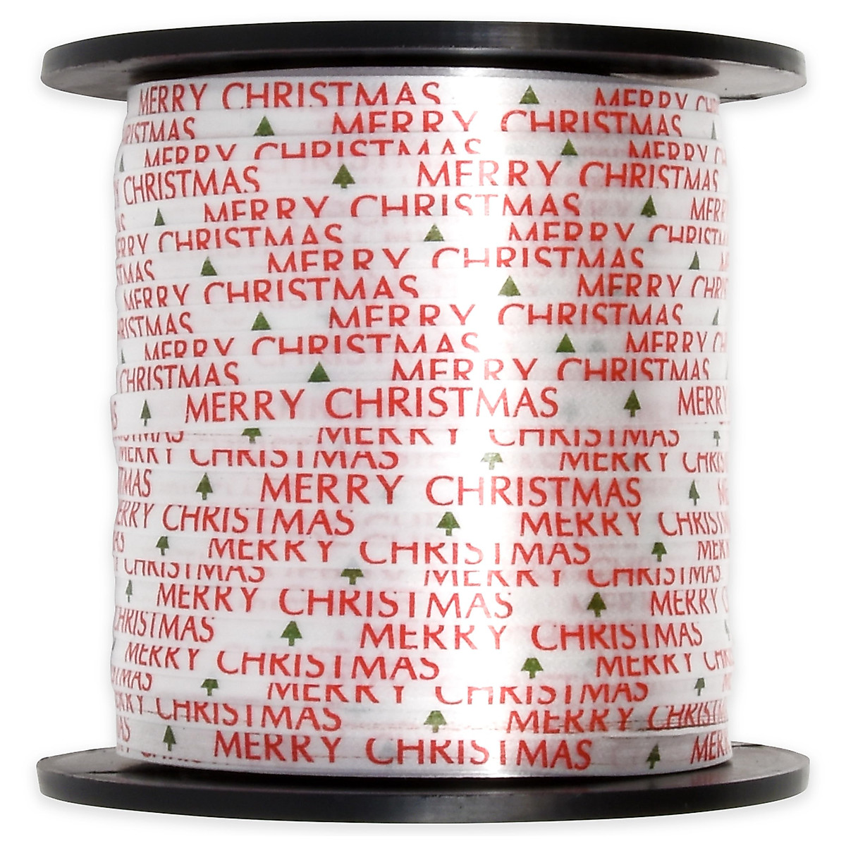 Gift Boutique Christmas Curling Ribbon 4 Pack Rolls Printed Red Green & White Stripes, HO, Santa Hat, Merry Xmas Party Crafts Supply Decorations- 350 Yards Per Roll - Total of 4200 Feet 5mm Ribbon