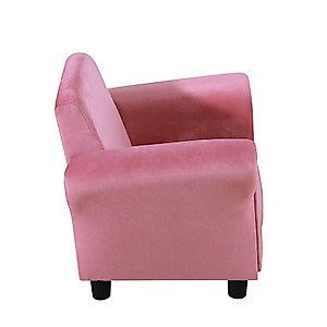 Getifun Single Kids Sofa Chair, Toddler Upholstered Sofa Couch with Wooden Frame and Velvet for Girls & Boys (Pink)
