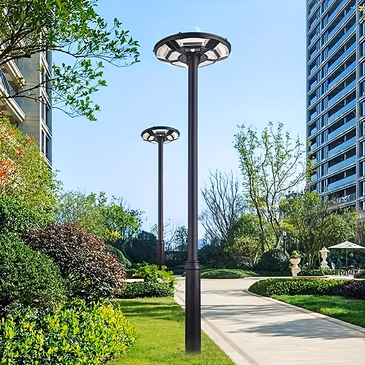 Shipping from US Outdoor Lamp UFO Solar Garden Light, with Motion Sensor Solar Flagpole Lamp, Induction Integrated Flying Saucer Solar Lights Outdoor, 750LED Flood Light Dusk to Dawn