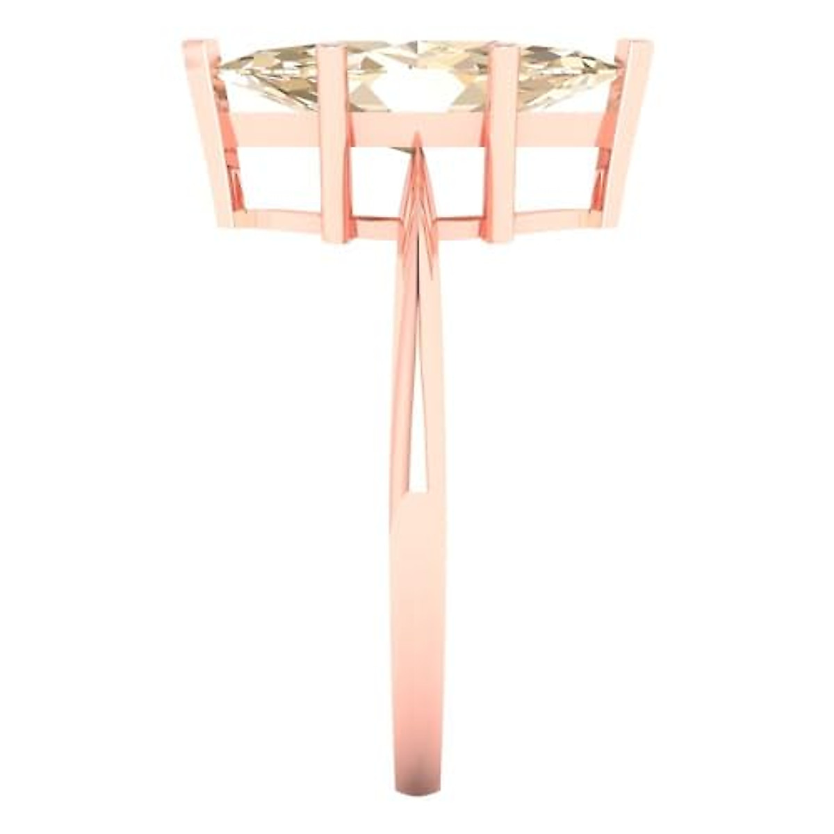 Clara Pucci 2.50 ct Marquise Cut Solitaire Natural Brown Morganite Engagement Bridal Promise Anniversary Ring 18K Rose Gold Size 10.5