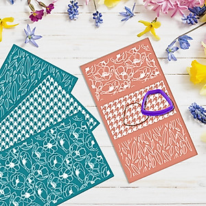 BABORUI Silk Screen Stencils for Polymer Clay, 3Pcs Reusable Silk Screen Stencils with 2Pcs Clay Scraper for Polymer Clay Cutters Clay Earring Jewelry Making Kit