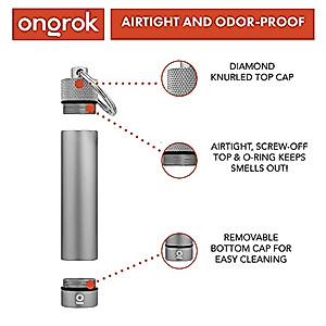 ONGROK Premium Storage Tube, Keychain, Pocket-Sized, Airtight, Aluminum Metal Holder and Case (Gun Metal)