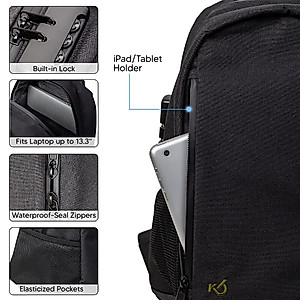 KEEP6 Backpack and Bag Set - Smell Proof with Lock for Men, Women, Kids, includes Minimalist Small Travel Odor Proof Bag, fits iPad and Macbook Air Laptop up to 13.3"