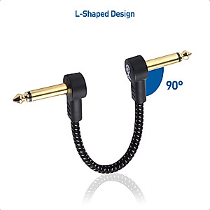 Cable Matters 8-Pack 6 Inches Braided Guitar Patch Cable (Guitar Effect Pedal Cables) with Gold-Plated Connectors in Black