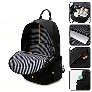 ZDawnn Large Travel Backpack with Laptop Compartment and USB Charging Port.Durable 15.6 Inch Backpack Bookbag Water Resistant (Black)