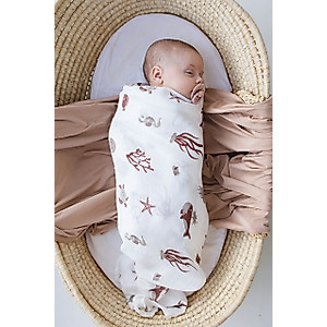 Leyl&Ari Muslin Swaddle Blanket | Receiving Blanket for Boys Girls (Under The Sea Friends)