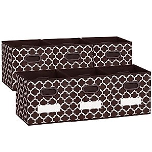 homyfort 11 Inch Cube Storage Organizer Bins-Foldable Fabric storage Cubes Bin Container Box with 2 Plastic Handles for Boys,Girls,Nusery,Clothes,Pantry Closet,Shelf,Kids Room Set of 6 (Deep Coffee)