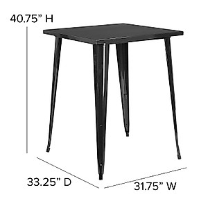 Flash Furniture Nolan Commercial Grade 31.5" Square Black Metal Indoor-Outdoor Bar Height Table