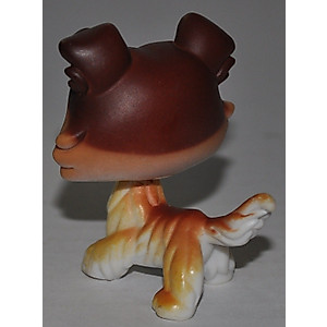 Collie #58 (Raised Paw, Brown, Blue Eyes) - Littlest Pet Shop (Retired) Collector Toy - LPS Collectible Replacement Single Figure - Loose (OOP Out of Package & Print)