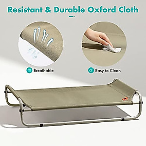 MEWOOFUN Cooling Elevated Dog Bed with Double Rod Design Raised Dog Bed Cot with Skid-Resistant Feet Design for Small & Medium Dog (35.4" L X 24.4" W X 7.9" H)