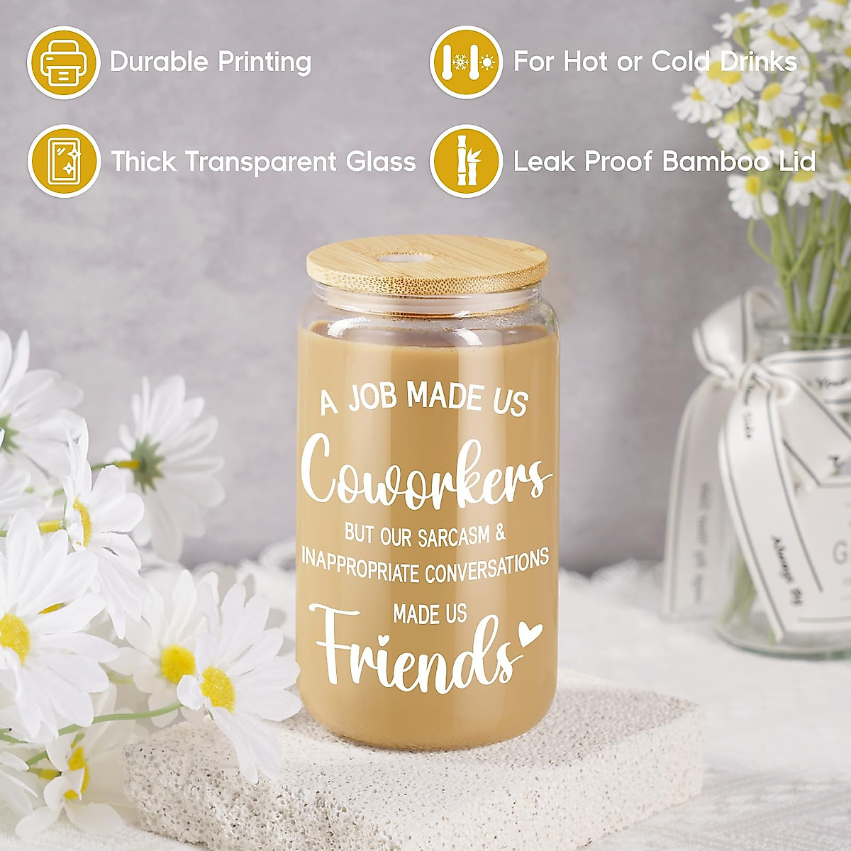 Fairy's Gift Glass Coffee Cup, Coworker Gifts, Birthday Gifts for Women Friendship, Funny Coworker Gifts for Women Men Friend, Office Friendship Gifts, Mothers Day, Going Away Gift for Coworkers Boss