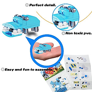 WODMAZ 24 Packs Safari Animal Building Blocks with Valentines Day Cards for Kids, Safari Animal Toys Set for Valentines Classroom Exchange Cards and Valentines Party Favor