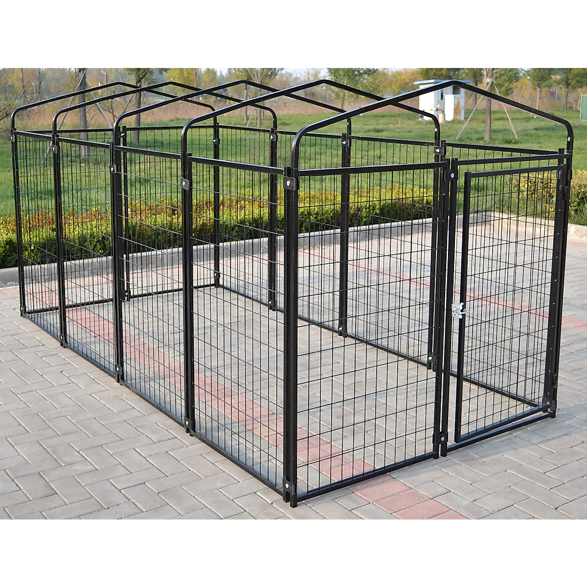 Omitree New Modular Dog Kennel Heavy Duty Welded Steel Panel Pet Cover 5' W x 10' L x 5.5' H